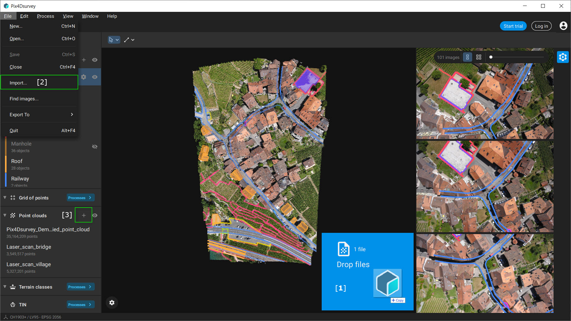 Import point clouds - PIX4Dsurvey